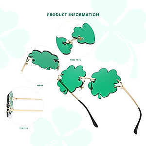LASPOR St. Patrick's Day Irish Shamrock Sunglasses for Women Men Green Lucky Leprechaun for Costume Accessories (Clover Dark Green)