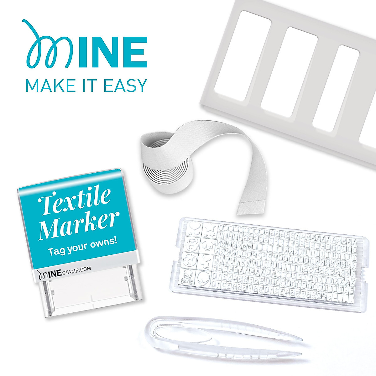 Mine Stamp Clothing Marker, Suitable for Books & Accessories, Personalize Garment, Childrens School Uniform/Clothes/Clothing Labels for Kids/Children, no Need to sew, for School Wear.