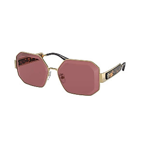 Tory Burch TY6094 330475 60MM Shiny Gold/Plastic Lens Solid Bordeaux Metal Hexagon Sunglasses for Women + BUNDLE With Designer iWear Eyewear Kit
