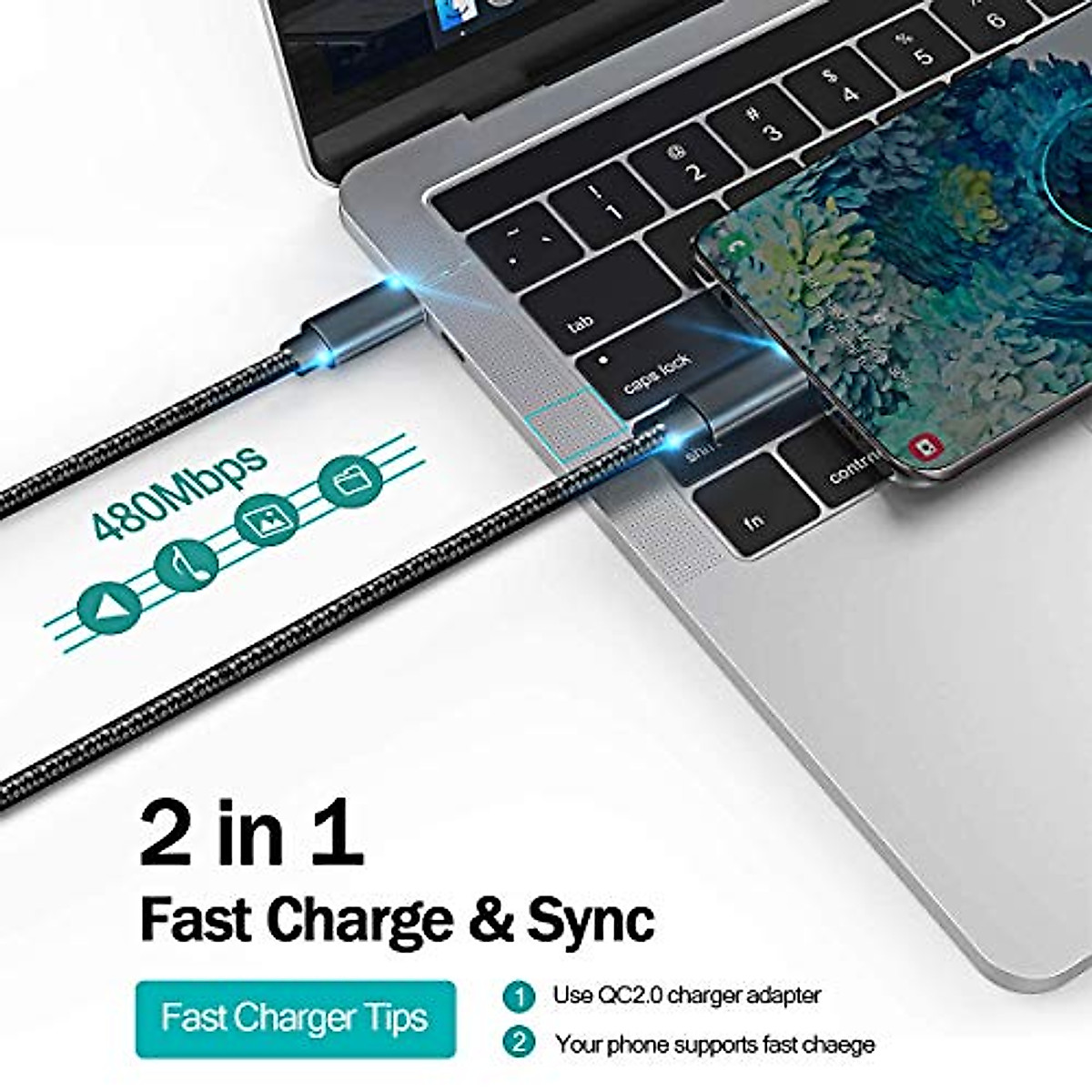 UDATON USB C to USB C Cable, USB C Cable, 60W Fast Charging Cable 2 Pack 6FT, Durable Long Nylon Braided Lightning Android Charger Cable Compatible with Samsung S21 S20, MacBook, iPad, Switch, Black