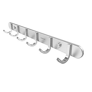 NHENY Hat and Coat Wall Mount Rack 6 Hooks for Robes, Bags, Keys, and Towels Bathroom Towel Hanger Organizer, 304 Stainless Steel Brushed Nickel
