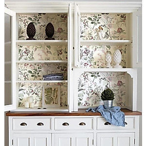 Erfoni 17.7"x118" Floral Wallpaper Boho Peel and Stick Wallpaper Floral and Leaf Contact Paper for Bedroom Decorative Wallpaper Self Adhesive Wallpaper Flower Removable Wall Paper Covering Wall Vinyl