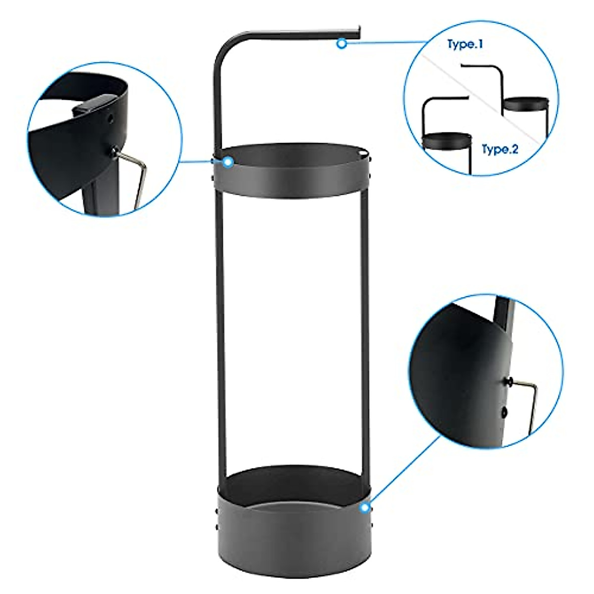 JackCubeDesign Steel Umbrella Stand Entryway Space Saving Umbrella Holder Organizer for Front Door(Black) – MK444A