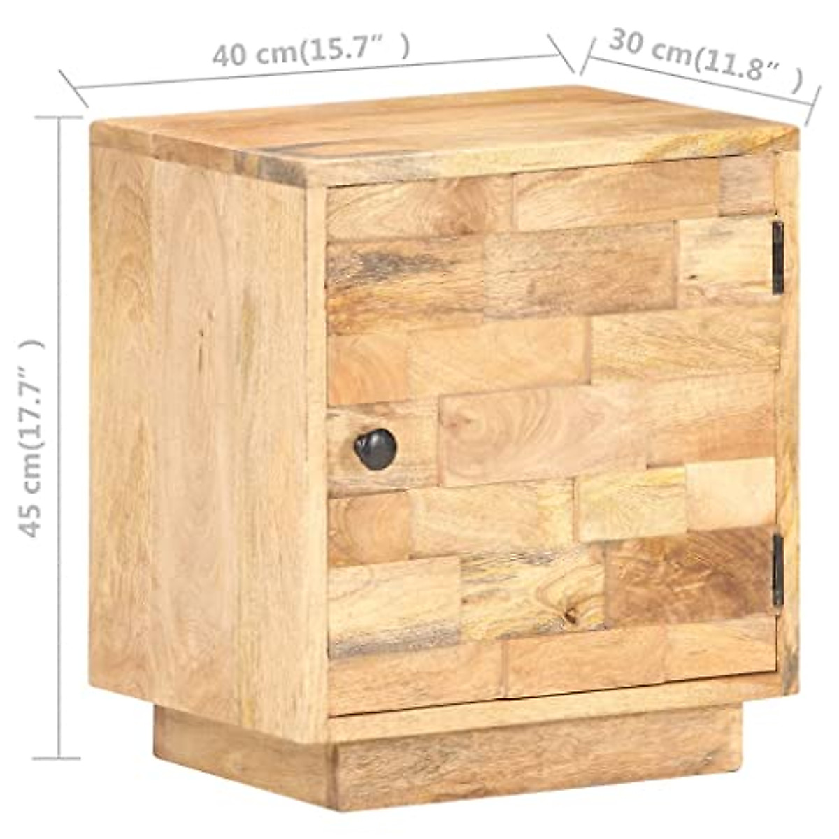 YAFF Bedside Cabinet 15.7"x11.8"x17.7" Solid Mango Wood