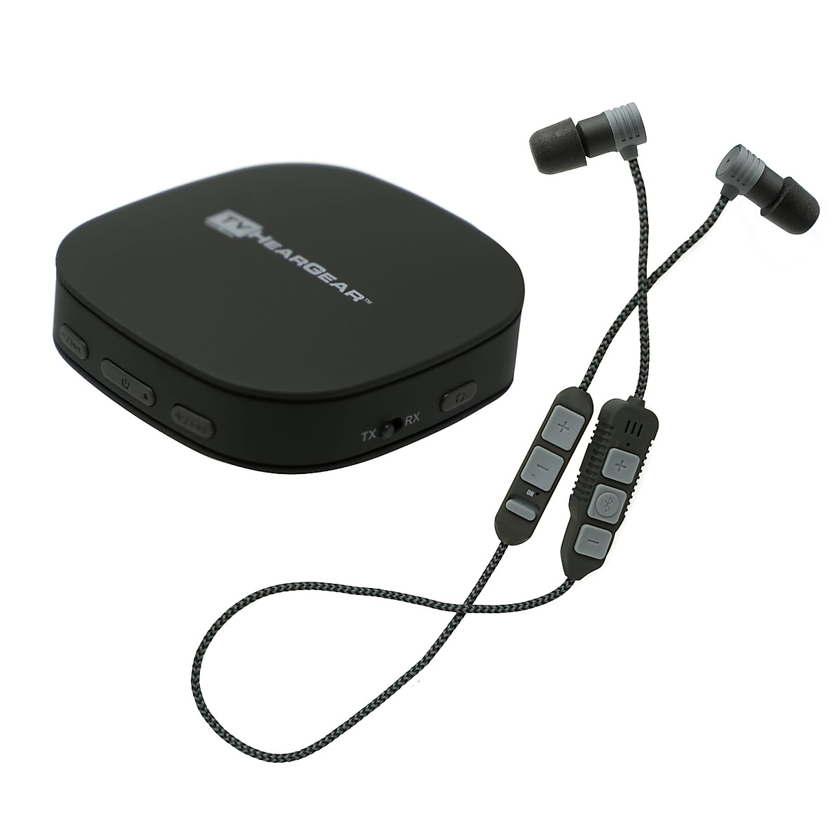 TV HearGear - Bluetooth Wireless TV Streamer with High-Definition Earphones - Stream TV, Music & Calls - 30-Foot Range, 8+ Hour Battery Life, Rechargeable