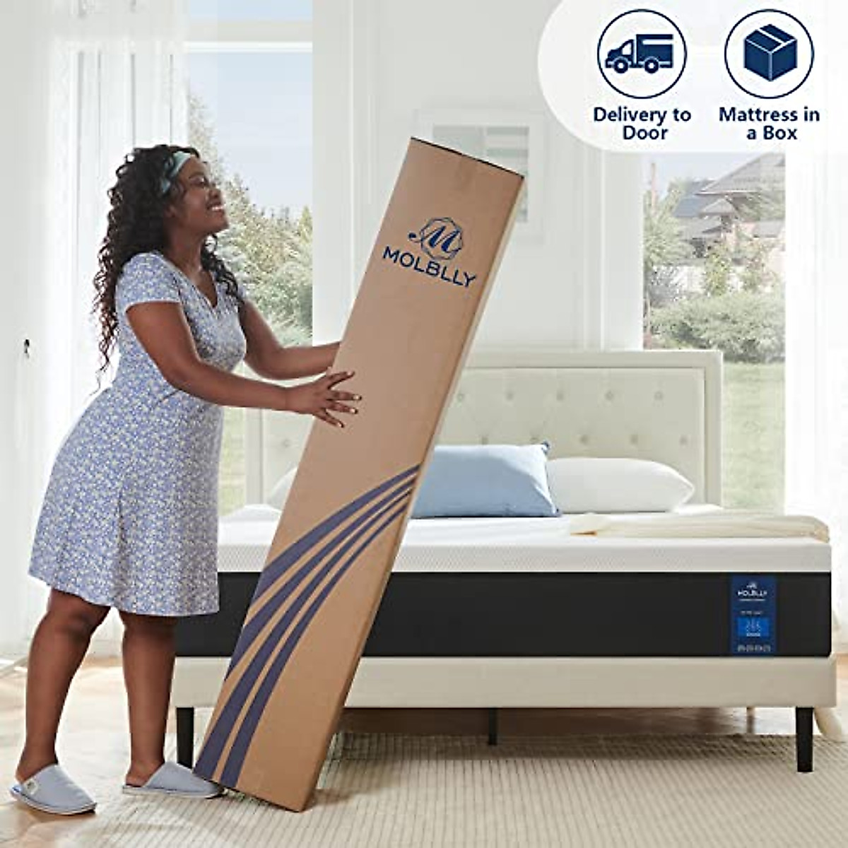 Molblly Queen Size Mattress,12 Inch Premium Cooling-Gel Memory Foam Mattress Bed in a Box, Cool Queen Bed Supportive & Pressure Relief with Breathable Soft Fabric Cover, Medium Firm