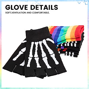 Simplicity Skull Gloves Women Men Knitted Stretchy Skeleton Fingerless Gloves