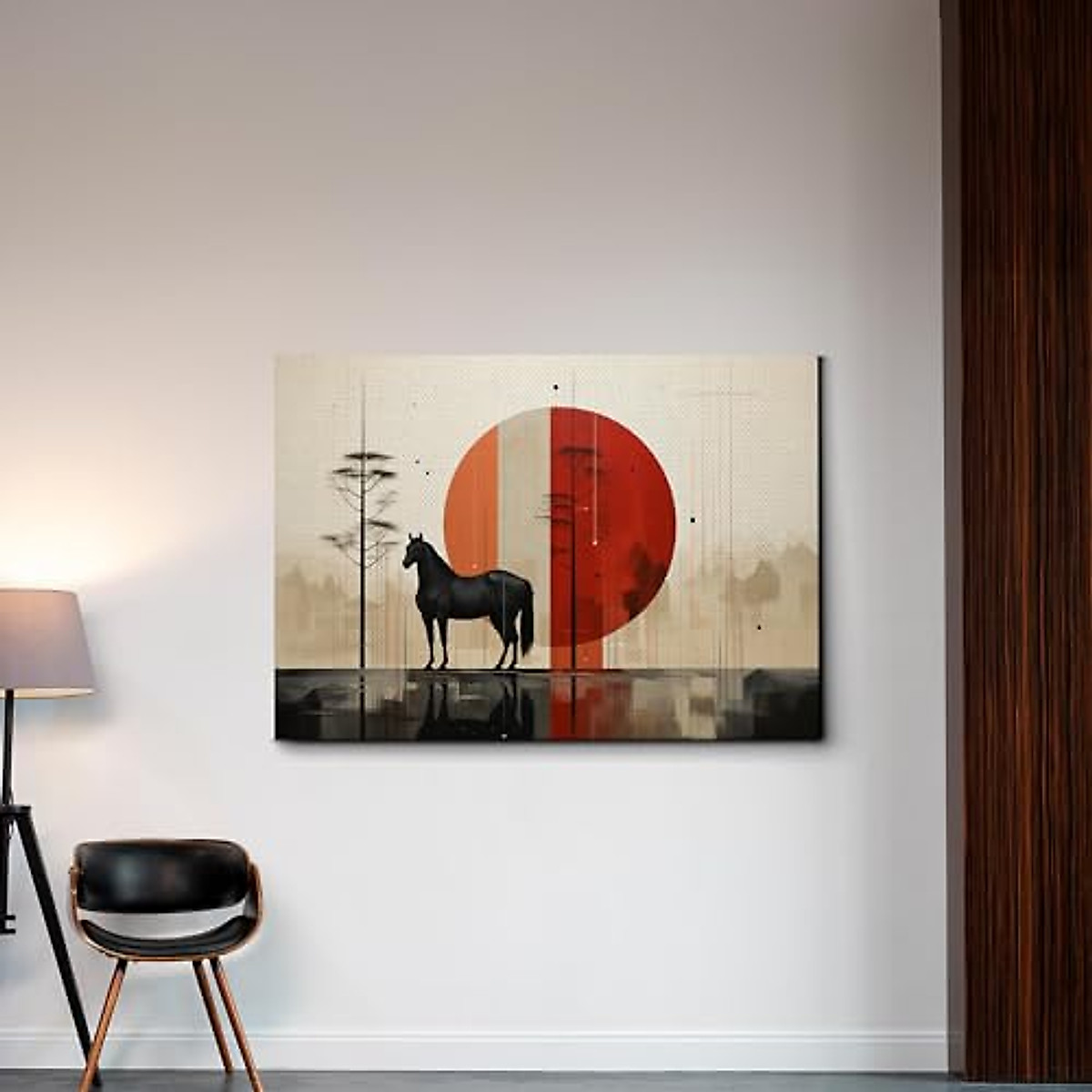 Majestic Black Stallion Galloping In The Clouds, Black Horse On Salt Flats, Canvas Print, Black Horse Print, Black Horse Wall Art