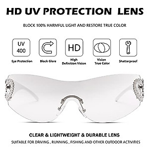 DeBuff Y2K Sunglasses for Women Men, Rimless Shield Wrap Around Sunglasses 2000S Trendy Oversized Fashion Frameless Glasses