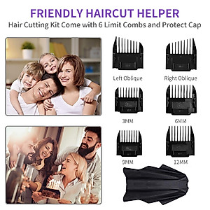 Ceenwes Professional Hair Clippers Cordless Hair Trimmer Low Noise Hair Cutting Kit Beard Trimmer IPX7 Waterproof Body Hair Removal Machine with LED Display Hairdressing Cape and Travel Bag