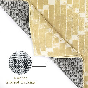 GAOMON Washable Area Rug Modern Geometric Living Room Rug Non-Slip Stain Resistant Contemporary Diamond Accent Rug Indoor Floor Carpet for Bedroom Entryway Laundry Room, 4' x 6', Taupe