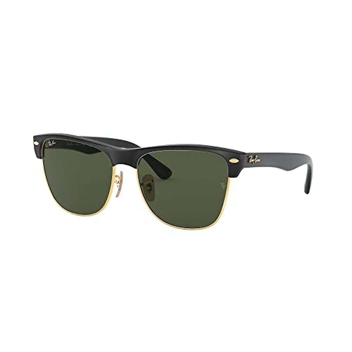 Ray-Ban RB4175 Clubmaster Oversized Square Sunglasses, Demi Gloss Black On Gold/G-15 Green, 57 mm