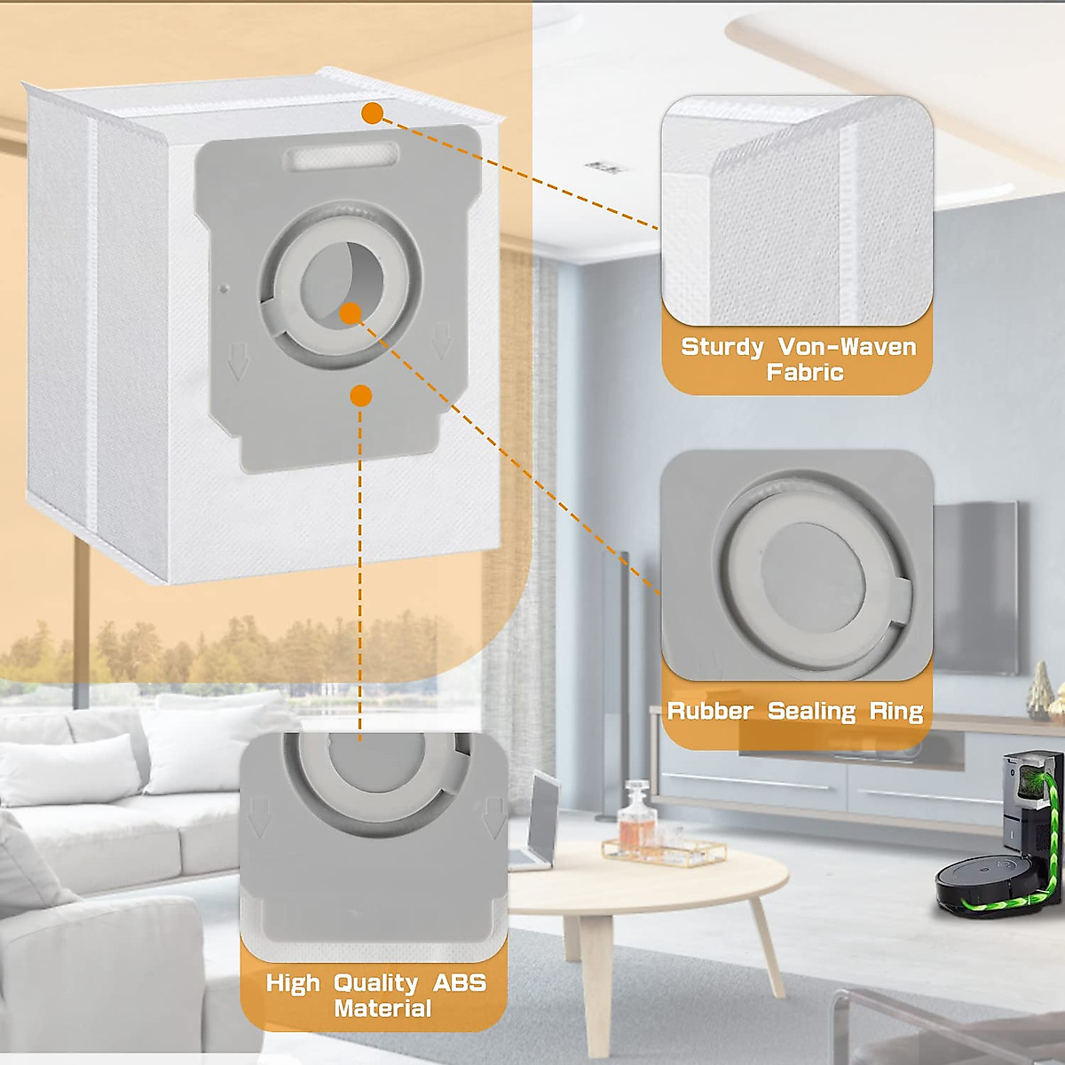 10 Pack Vacuum Bags Replacement parts for irobot Roomba, Compatible with All Roomba i & s & j Seriem Vacuum Cleaner, Clean Base i1 i1+ i3 i3+ i4 i4+ i6 i6+ i7 i7+ j7 j7+ i8 i8+ S9 S9+ Automatic Dirt