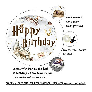 Wizard Birthday Backdrop for Boys Girls Witch Wizard Magic School Happy Birthday Photography Background Decorations Kids Magical Castle Birthday Banner 5x3ft