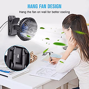 BESKAR USB Clip on Fan, Portable Small Fan with Cord Powered, 3 Speeds Strong Airflow, with Sturdy Clamp, Quiet Personal Desk Fan