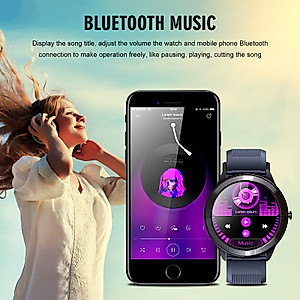 Smart Watch, 1.28''HD Fitness Tracker with Touch Screen Heart Rate Monitor Camera Music Control, Bluetooth Sport Watch for Women Men, IP68 Waterproof SmartWatch Compatible with iPhone Android (Blue)