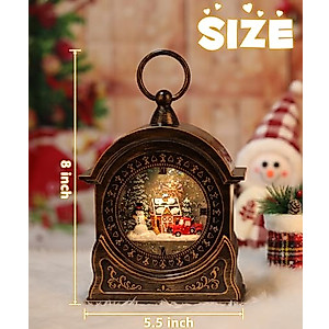 Snowman Red Truck Clock Christmas Snow Globe Lantern-Glittering Light Up Musical Snow Globe Christmas Decorations, 6H Timer, USB & Battery Operated, Christmas Indoor Home Décor