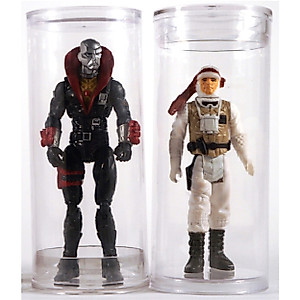 Plymor Plastic Action Figure Tube, 2" Wide by 4.5" Tall, with Clear Acrylic Base, Pack of 6