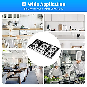 5 Burners Built in Gas Stovetop Cooker Gas Range Portable Stainless Steel Cooktop LPG/NG Dual Fuel Cast Iron Grate Gas Stove Kitchen Cooking Stove for Home RV Outdoor Apartment Silver(33.85x19.68Inch)