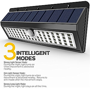 Lemontec Solar Lights, 62 LED Wall Solar Light Outdoor Security Lighting Nightlight with Motion Sensor Detector for Garden Back Door Step Stair Fence Deck Yard Driveway, 2 Pack