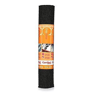 Con-Tact Brand Non-Adhesive Shelf, Cabinet and Drawer Liner, 12" x 5', Black