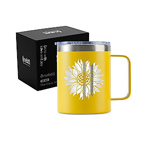 Onebttl Sunflower Gifts for Sunflower Lovers, 12oz Insulated Stainless Steel Coffee Mug with Lids, Best Sunflower Gifts for Best Friend, Christmas, Birthday