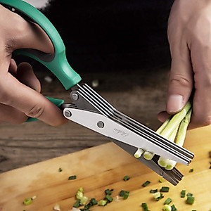 Herb Scissors Set with 5 Multi Stainless Steel Blades, Safe Cover and Cleaning Comb, Multipurpose Kitchen Chopping Shear, Mincer, Sharp Dishwasher Safe Kitchen Gadget, Culinary Cutter Chopper