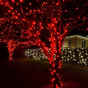 Dazzle Bright Christmas String Lights, 100 LED 33 FT Connectable Fairy Lights with 8 Modes, Waterproof Christmas Decorations for Indoor Outdoor Holiday Party Home Tree Decor (Red)