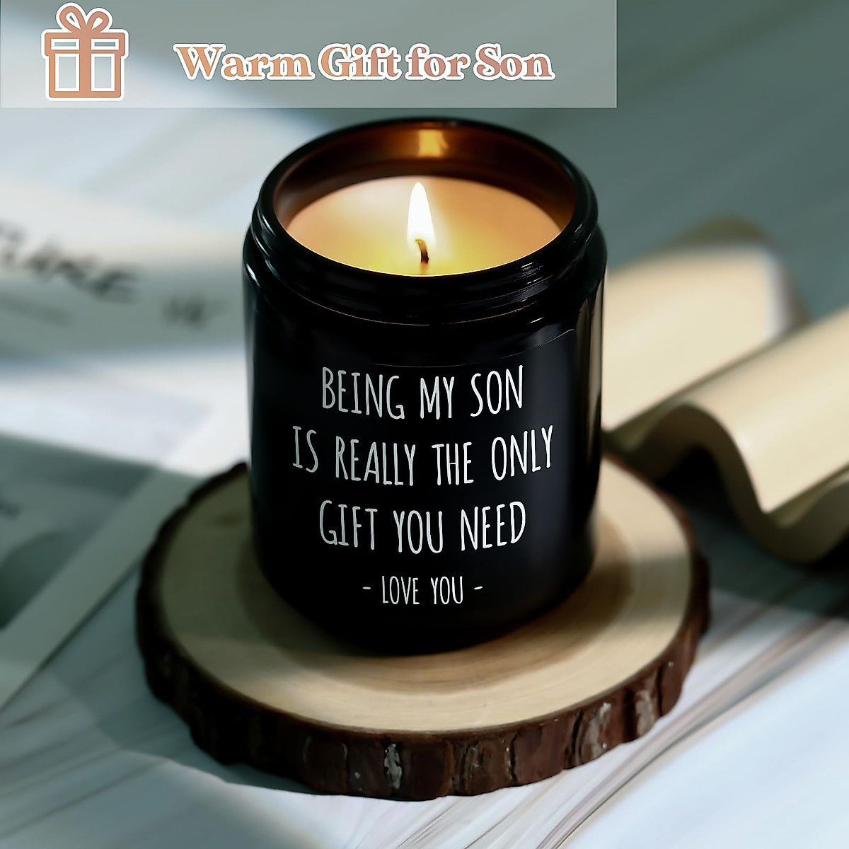 Son Gifts from Mom Dad, Birthday Gifts for Sons Adult, Funny Father's Day Christmas Valentine's Day Graduation Wedding Gifts for Grown Son Bonus Son Stepson, Son Candle Gift Ideas-Sandalwood Scented