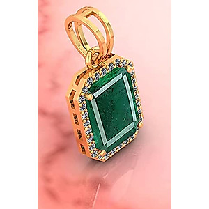 LMDPRAJAPATIS Lab Certified simuleted 10X15MM Zambian Emerald Panna Jwelery Pendant for 22k Gold Plated