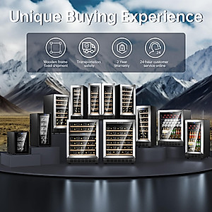 KingChii 12Inch 16 Bottle Dual Zone Wine Cooler Refrigerator Professional Compressor, Stainless Steel & Tempered Glass For Red Wine, Champagne - Built-in or Freestanding for Home, Kitchen, or Office