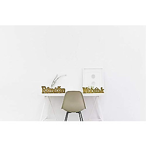 Ramadan Eid Mubarak Moon Star Desktop Shelf Table top Decoration for Home Office Classic Decor Products (Ramadan + Eid + Mubarak)