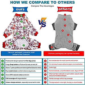 LovinPet Pitbull Dog Pjs - Anti Licking & Anxiety Calming Dog Clothes, Comfy Lightweight Stretchy Fabric, Scarlet Ice Crystals Print, Large Dog Pjs, Pitbull Costume for Parties,Red L