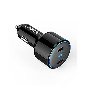 Anker USB C Car Charger, 50W 2-Port PIQ 3.0 Fast Charger Adapter, PowerDrive+ III Duo with Power Delivery for iPhone 14 13 12 11 Pro Max mini, Galaxy S20/S10/S9, Note 9, iPad Pro, Macbook Air and More