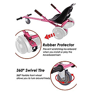 KUMAMOT Hoverboard Seat Attachment for 6.5” 8” 10” Hoverboard, Go Kart Cart Conversion Kit, Accessories for Self Balancing Scooter, Hoverboard Cart for Kids and Adult, Adjustable Frame Length, Pink