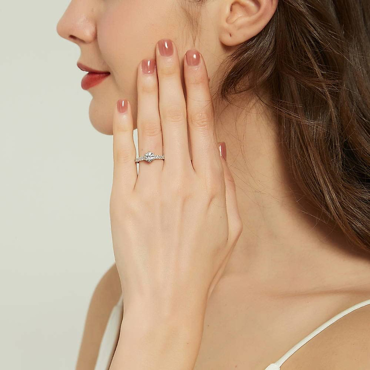 BERRICLE Sterling Silver Solitaire Wedding Engagement Rings 0.8 Carat Round Cubic Zirconia CZ Promise Ring for Women, Rhodium Plated Size 5