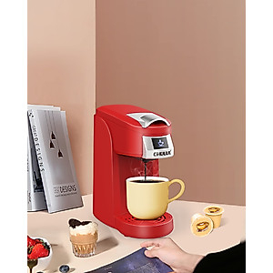 CHULUX Single Serve Coffee Maker, Red Single Cup Coffee Machine for K Cup & Ground Coffee, 5 to 12oz Brew Sizes in Mins for Home, Office, Travel, Kitchen