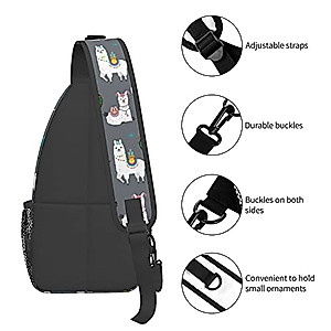Wizfuyq Cute Llama Sling Backpack For Men Alpaca Hiking Daypack Crossbody Shoulder Bag Travel Chest Pack