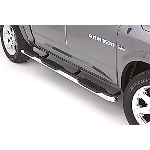 Lund 24497043 Polished Stainless Steel 5" Oval Wheel-to-Wheel Nerf Bars for 2009-2018 Dodge Ram 1500 Crew Cab with 5.5' Bed; Rocker Panel Mount