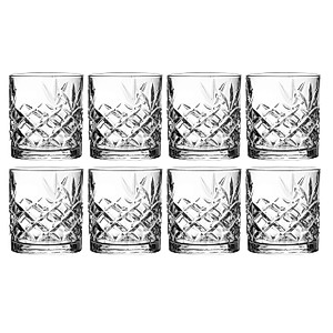 Royalty Art Whiskey Glasses - Set of 4 Premium Crystal Tumblers with The Distinctive Kinsley Design - Perfect for Bourbon, Scotch, Whiskey, and Cocktails - Ideal Gift for Whiskey Enthusiasts 10.6 oz