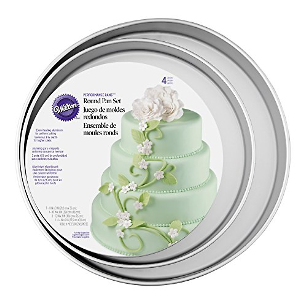 Wilton Performance Pans Aluminum Round Cake Pan, Medium and Large 4 Piece Set