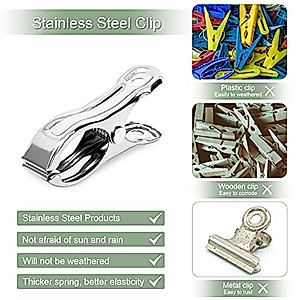 40PCS Stainless Steel Clothes Pins - Beach Towel Clips to Keep Your Towels, Clothes, Blanket from Blowing Away or Sliding Down, Heavy Duty Metal Clips for Greenhouse Netting