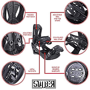 STAUBER 138cm Summit Snowboard & Binding Package Sizes 128, 133, 138, 143, 148,153,158, 161- Best All Terrain, Twin Directional, Hybrid Profile - Adjustable Bindings - Designed for All Levels