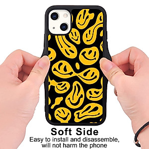 Myrauv for iPhone XR Lovely Case Yellow Trippy Cute Face Print Shockproof Protective Cases Soft TPU Hard Back Anti-Scratch Cover for iPhone XR