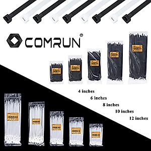 Comrun 4 Inch White Cable Tie Zip Ties Nylon Zip Ties Plastic Ties 100Pcs