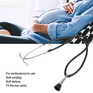Fetal Stethoscope, Stethoscope Cardiology, Monitoring Aluminum Alloy Soft Fetal Heart Stethoscope Black for Pregnant