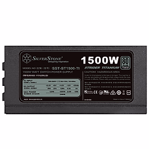 Silverstone Strider ST1500-TI, 80 Plus Titanium 1500W Fully Modular ATX/PS2 Power Supply, SST-ST1500-TI