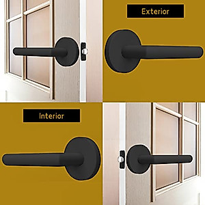Mega Handles Passage I Lever Door Lock Handle Set for Hallway, Closet and Bathroom I Keyless Door Lock I Heavy Duty Design I Fits All Standard Door Sizes I Screws Included - Matte Black (1 Pack)