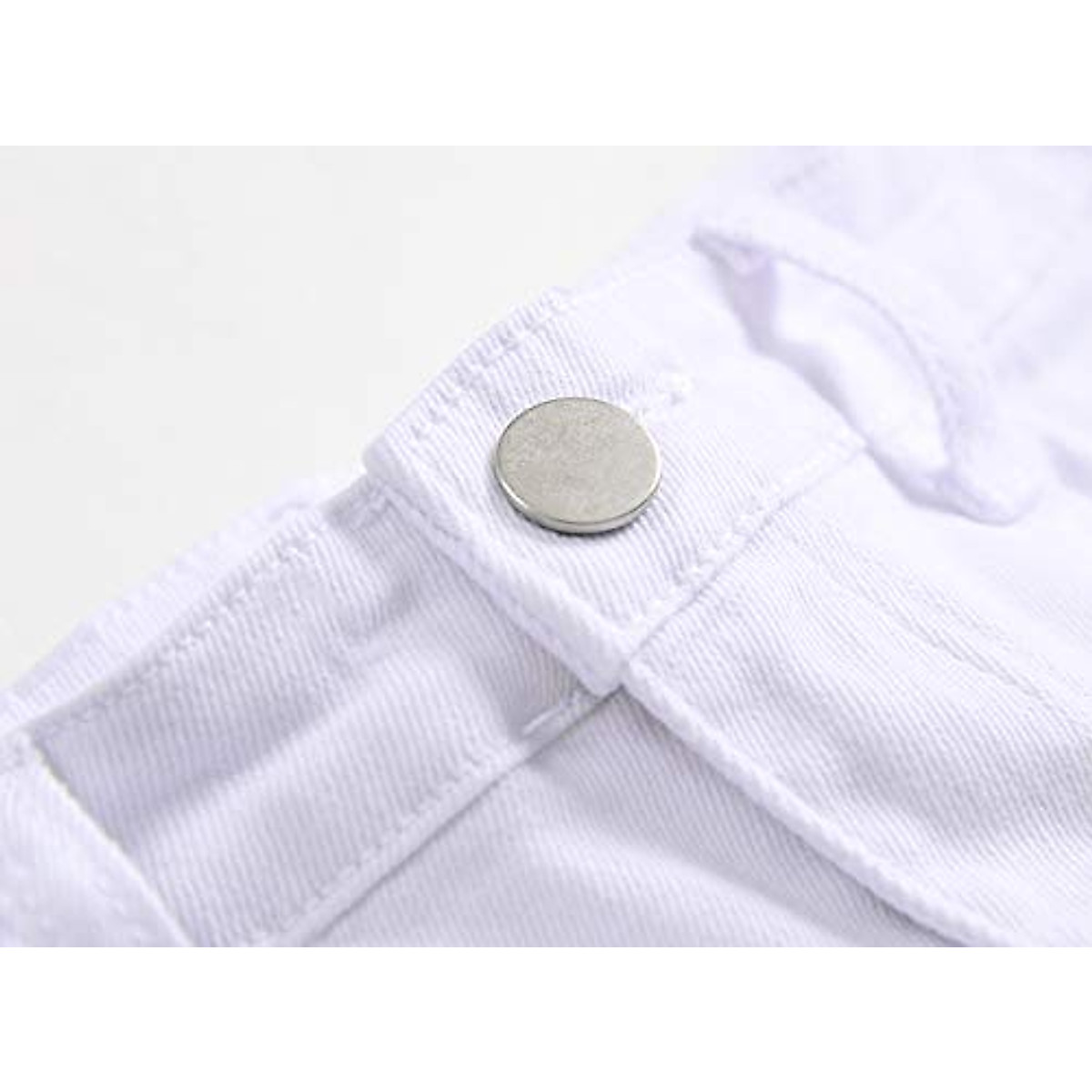 Boy's Stylish Moto Biker Skinny Ripped Wrinkled Stretch Fit Denim Jeans Pants,White,14