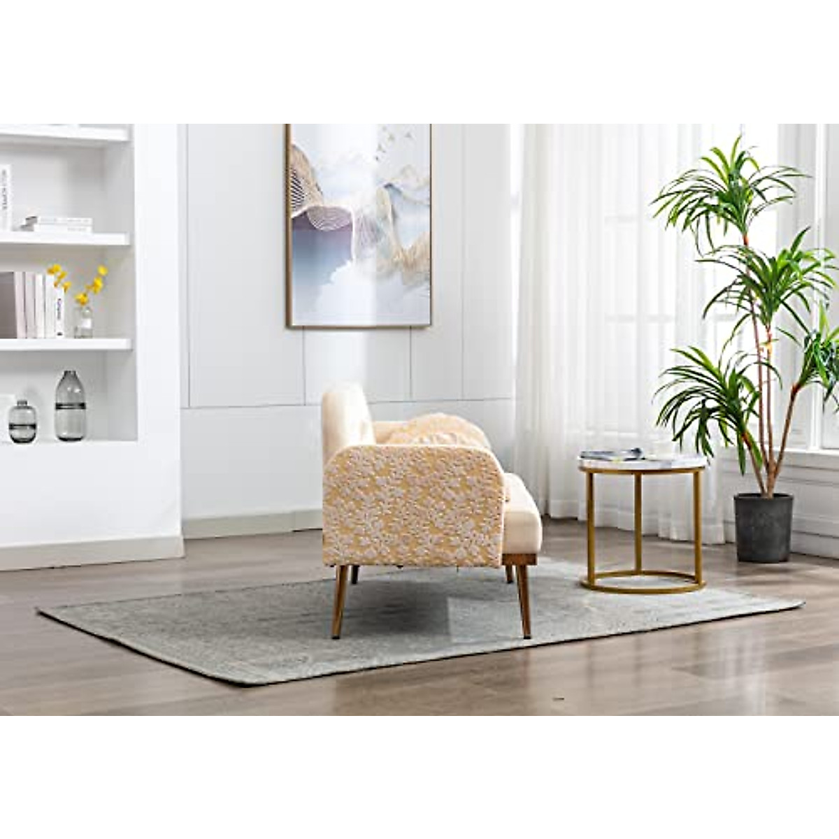 Nigwedete 55'' W Loveseat Sofa, Accent Sofa with Metal Feet, Modern Upholstered Sofa Couch for Small Living Room, Apartment and Small Space, Beige